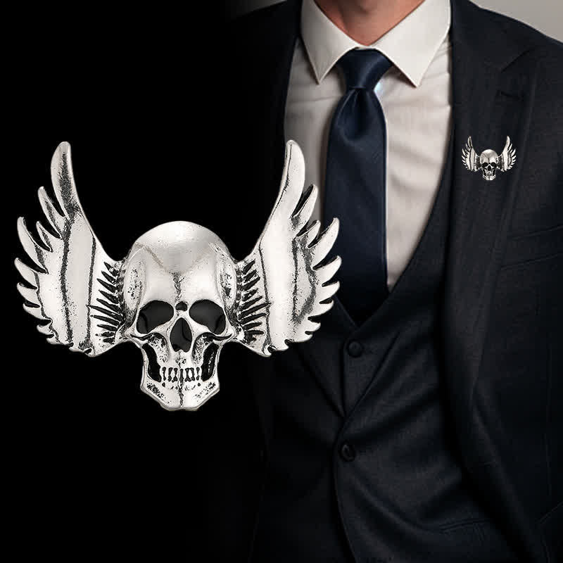 Men's Laughing Skull With Wings Brooch Pin – FloralTrip