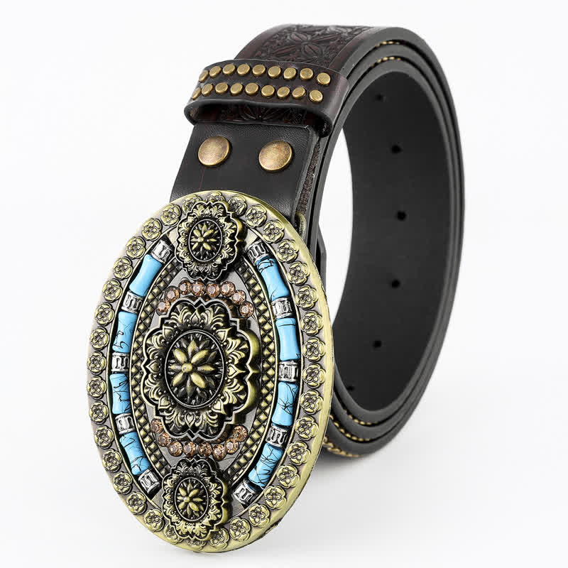 Men's Bohemian Style Turquoise Floral Leather Belt – FloralTrip